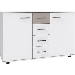 wimex Kombikommode &raquo;Taiga&laquo; obere Schublade in Absatzfarbe oder uni wei&szlig; wei&szlig; Holzwerkstoff B/H/T: 130cm x 83cm x 41cm, 4 Stk., 2 Stk.