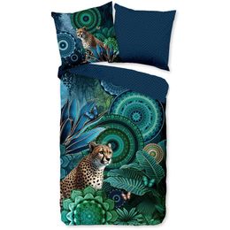 HIP Wendebettw&auml;sche &raquo;Nyah&laquo; 3 Stk. Satin, Rei&szlig;verschluss, Wendeoptik, Mandala, Leopard, Blau, Gr&uuml;n gr&uuml;n Mako-Satin, Obermaterial: 100% Baumwolle B/L: 