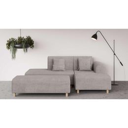 OTTO home Ecksofa &raquo;Suyala&laquo; L-Form mit Hocker grau 100% Polyester B/H/T: 258cm x 85cm x 168cm, Chenilleoptik, Recamiere rechts,mit Hocker