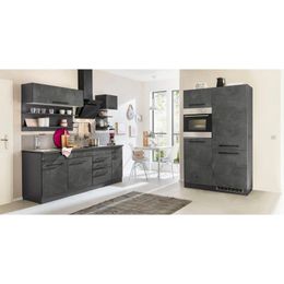 KOCHSTATION K&uuml;chenzeile &raquo;KS-Tulsa&laquo; ohne E-Ger&auml;te, Breite 330 cm, schwarze Metallgriffe, MDF Fronten bunt B/H/T: 330cm x 60cm