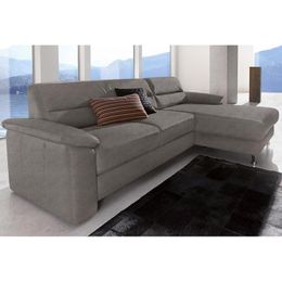 Sit & More sit&more Ecksofa &raquo;Ascara L-Form&laquo; inklusive Boxspring/Federkern-Polsterung, wahlweise mit Schlaffunktion grau NaturLEDER (echtes Rindsleder), Korpus in