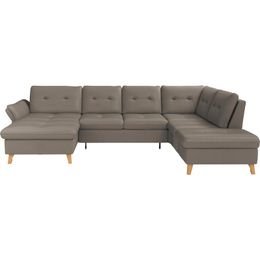 Sit & More sit&more Wohnlandschaft &raquo;G&ouml;teborg&laquo; inkl. Sitztiefenverstellung, wahlweise mit Bettfunktion & Bettkasten grau B/H/T: 327cm x 90cm x 226cm, NaturLEDER 