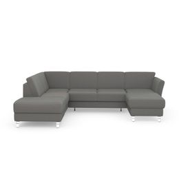 Sit & More sit&more Wohnlandschaft &raquo;Visby U-Form&laquo; Wahlweise mit Schlaffunktion und Stauraum, frei im Raum stellbar grau B/H/T: 303cm x 87cm x 213cm, Struktur 