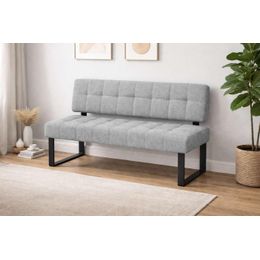 Sitzbank Home Affaire, B:141cm H:86,5cm T:61cm, grau, Massivholz, Metall, Polyester, Garten, Sitzb&auml;nke, "Mia K&uuml;chenbank, Polsterbank, Esszimmerbank,