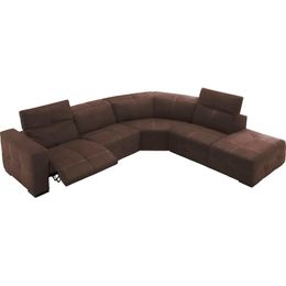 Egoitaliano Ecksofa &raquo;Sauvanne, Designsofa der Extraklasse, elegant und bequem, L-Form&laquo; wahlweise mit elektrischer Relaxfunktion, Kopfteilverstellung beige Leder &raquo;