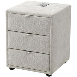 Jockenh&ouml;fer Nachtkonsole &raquo;Lissy mit 3 Schubladen&laquo; mit induktiver Ladeeinheit und zus&auml;tzlich USB-A und USB-C Ladeports grau B/H/T: 44cm x 53,5cm x 45cm, 3 Stk.