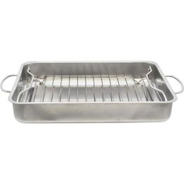 ELO Basic Auflaufform Edelstahl 2 Stk. tlg. mit Einsatz silber Edelstahl B/H/L/T: 32cm x 6,8cm x 40cm x 6,8cm