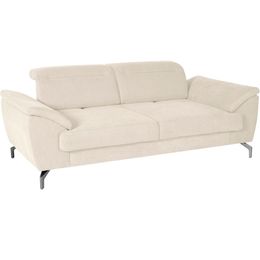 Sit & More sit&more 2,5-Sitzer &raquo;Percy&laquo; 15 cm Fu&szlig;h&ouml;he, Sitztiefenverstellung, wahlweise Kopfteilverstellung beige B/H/T: 207cm x 112cm, Luxus-Microfaser Paris,mit