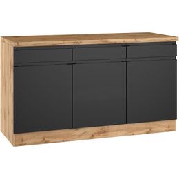 KOCHSTATION Unterschrank &raquo;KS-Virginia,neu in verbesserter Ausf&uuml;hrung&laquo; Stauraum, Softclose, Breite 150 cm, 3 T&uuml;ren, Soft-Close-Funktion schwarz MDF 