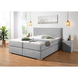 Home Affaire Boxspringbett &raquo;"&Ouml;stermoor"&laquo; in H2, H3 oder H4 erh&auml;ltlich grau Struktur H&auml;rtegrad der Matratze H3, Liegefl&auml;che B/L: 200cm x 200cm, Gewicht