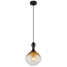 Globo LIGHTING H&auml;ngeleuchte &raquo;ALADDIN&laquo; E27 1 Stk. Pendelleuchte/goldfarben/Glas rauchfarben/amber/H&ouml;he k&uuml;rzbar &Oslash; 23cm H: 48,5cm, 1 Stk.