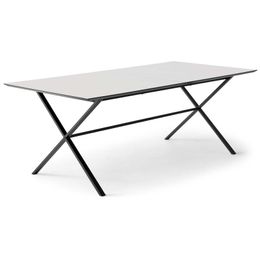 Esstisch &raquo;Meza Designtisch mit Auszugsfunktion und 2 Einlegeplatten&laquo; rechteckige Tischplatte MDF, gekreuztes Metallgestell wei&szlig; Tischplatte: Wei&szlig; 