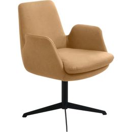 K+w Komfort & Wohnen K+W Komfort & Wohnen Drehstuhl &raquo;Cube&laquo; () R&uuml;ckholfunktion, Untergestell schwarz gelb B/H/T: 63cm x 84cm x 65cm, Leder CLOUD