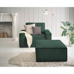 OTTO home Sessel &raquo;SHERWOOD Cord Sessel-Set&laquo; Loveseat und Hocker im Set, passend zur Polster-Serie SHERWOOD gr&uuml;n 100% Polyester Cord, B/H/T: 120cm x 