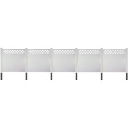TETZNER & JENTZSCH Sichtschutzelement &raquo;LANGLEY 3&laquo; Nie wieder streichen. Wei&szlig;e PVC-Kunststoffz&auml;une wei&szlig; Aluminium, Polyvinylchlorid (PVC) H/L: 180cm x 9,54m, Pfosten: 6 