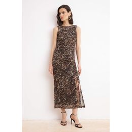 Trendyol Kleid Damen Gr&ouml;&szlig;e 40 braun / brokat / schwarz Sommerkleid