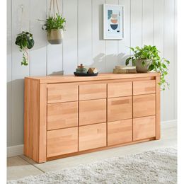 OTTO home Sideboard &raquo;Burani&laquo; grifflose Optik beige FSC -zertifiziertes teilmassives Holz B/H/T: 164cm x 80cm x 35cm, Holzwerkstoff Kernbuchefarben (