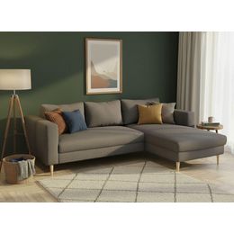 Ecksofa Trendmanufaktur, B:232cm H:81cm T:161cm, grau, Wohnzimmer, Sofas, "Amazing, wahlw. mit Schlaffunktion & Bettkasten, Fu&szlig; Buche lackiert",