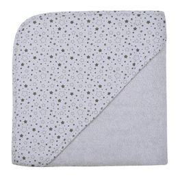 W&ouml;rner Kapuzenhandtuch &raquo;Sterne hellgrau Kapuzenbadetuch 100/100&laquo; obere Lage der Kapuze aus bedrucktem Single-Jersey grau Frottee, Frottier B/L: 100cmx100cm, 