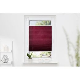 K-home Plissee &raquo;Klemmfix Pisa&laquo; Lichtschutz ohne Bohren verspannt Crushed-Optik rot Obermaterial: 100% Polyester 210cm, zweiseitig verschiebbar, 60cm