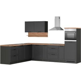 KOCHSTATION Winkelk&uuml;che &raquo;KS-Lana&laquo; Stellbreite 240/300 cm, wahlweise mit E-Ger&auml;ten grau B/H/T: 240cm x 200cm x 300cm,mit Induktionskochfeld