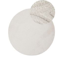 CarpetFine Teppich &raquo;Holly Zen 1&laquo; rund 12 mm H&ouml;he Hoch-Tief-Effekt, geometrisch, Zeitloses Design, dekoratives Highlight beige Polyester &Oslash; 150cm 1 Stk.