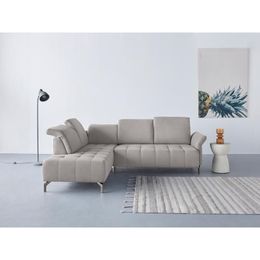 OTTO home Ecksofa &raquo;Fresh L-Form&laquo; Federkern, wahlweise Kopfteilverstellung und motorischer Vorziehsitz silber 98% Polyester 2% Polyamid B/H/T: 260cm x 
