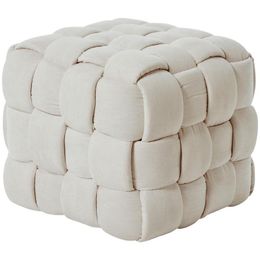 Jahnke Hocker &raquo;WEB ART S&laquo; Hocker, Couchtisch, Beistelltisch gepolstert in edler Flechtoptik beige B/H/T: 50cm x 42,5cm x 50cm, Webstoff, Creme