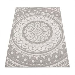 Paco Home Teppich &raquo;Brescia 471&laquo; rechteckig 4 mm H&ouml;he Flachgewebe, modernes orientalisches Design, In- und Outdoor geeignet grau Polypropylen B : 120cm 1 Stk., 