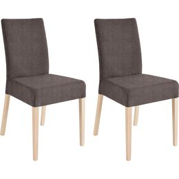 Home Affaire 4-Fu&szlig;stuhl &raquo;Umag&laquo; (Set) 2 Stk.Sitz und R&uuml;cken gepolstert braun Massivholz, Polyester B/H/T: 46,5cm x 94cm x 59,5cm, 2 Stk., Microfaser