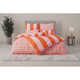OTTO home Wendebettw&auml;sche &raquo;Sari Trend&laquo; 2 tlg. ab Gr. 135/200 cm, Bettw&auml;sche in modernen Farben, trendig orange Linon, Obermaterial: 100% Baumwolle B/L