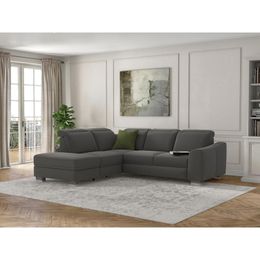 Sit & More sit&more Ecksofa &raquo;Dundee L-Form&laquo; mit Federkern und Edelstahlf&uuml;&szlig;en, wahlweise mit Kopfteilverstellung grau B/H/T: 263cm x 86cm x 219cm, Luxus-