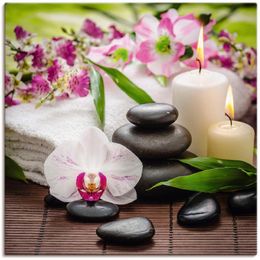 Artland Wandbild &raquo;Spa Orchideen Bambus Kerze&laquo; Zen Bilder 1 Stk. tlg. als Alubild, Leinwandbild, Poster in verschied. Gr&ouml;&szlig;en pink B/H/T: 30cm x 30cm, 