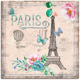 Artland Leinwandbild &raquo;Paris - meine Liebe&laquo; Geb&auml;ude 1 Stk. tlg. auf Holzrahmen gespannt blau Leinwand B/H/T: 40cm x 40cm, Leinwandbild Geb&auml;ude quadratisch, 1 