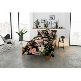 Bettw&auml;sche CASATEX, bunt, Biber, Obermaterial: 100% Baumwolle, Bettw&auml;sche, "Nightflowers", floral, stilvoll und elegant