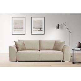 3-Sitzer Inosign, B:250cm H:92cm T:107cm, beige, 100% Polyester, Sofas, "BEATRICE, B: 250 cm - wahlweise mit Bettfunktion", u. Bettkasten, incl. 2