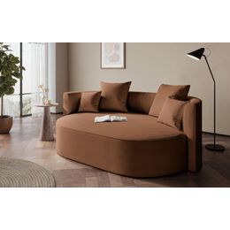 2,5-Sitzer, B:200cm H:98cm T:145cm, braun, LeGer Home by Lena Gercke, Sofas, "ISALIE Samtoptik, rundes Loungesofa, mit Kissen, perfekt gepolstert",