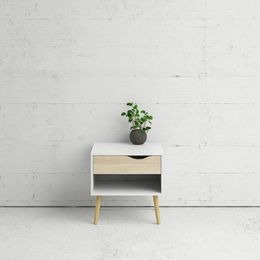 Home Affaire Nachttisch &raquo;Oslo Nachtkommode, Nachtschrank, Beistelltisch&laquo; 1 Schublade, 1 offenes Fach, Breite 50 cm, H&ouml;he 50 cm wei&szlig; B/H/T: 50,2cm x 
