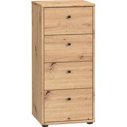 FORTE Kommode &raquo;Tempra, Kommode, 4 Schubk&auml;sten, H&ouml;he 85,5 cm&laquo; Breite 38,6 cm braun B/H/T: 38,6cm x 85,5cm x 34,8cm, 4 Stk.