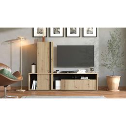 Home Affaire Wohnwand &raquo;Chania, 195 cm, inkl. TV Board und Highboard&laquo; Komplett-Set, 2 Stk. tlg. braun Hartfaserplatte, Holzwerkstoff, Kunststoff, MDF, 