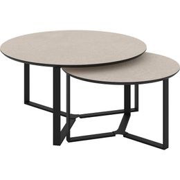 Hela Couchtisch &raquo;MASSA&laquo; Set, 2 Stk. tlg. 2er Set, Gestell rechteckig, Melamin mit Schweizer Kante beige Cashmere/Schwarz