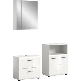 Welltime Badm&ouml;bel-Set &raquo;FLORENZ, 3-teilige Badkombination, hochwertige MDF-Front&laquo; Set, best. aus: Waschbeckenunterschrank, Spiegelschrank, Midischrank 