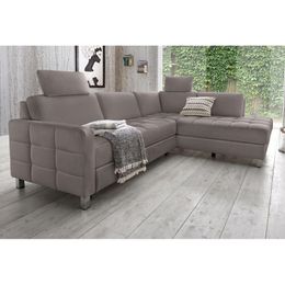 Sit & More sit&more Ecksofa &raquo;Pablo L-Form&laquo; wahlweise mit Schlaffunktion grau Struktur fein (100% Polyester);Struktur (100% Polyester) B/H/T: 233cm x 78cm x 196cm