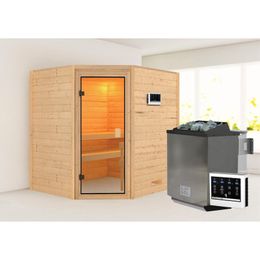 Karibu Sauna &raquo;Mia (Fronteinstieg)&laquo; Ofen 9 kW Bio externe Strg easy beige (ohne Ofen)