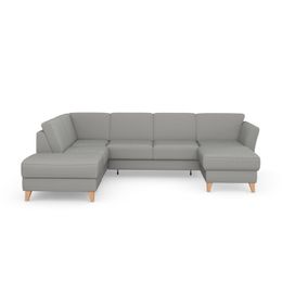 Sit & More sit&more Wohnlandschaft &raquo;Visby U-Form&laquo; wahlweise mit Schlaffunktion und Stauraum, frei im Raum stellbar silber B/H/T: 303cm x 87cm x 213cm, Luxus-
