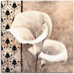 Artland Leinwandbild &raquo;Klassische Callas&laquo; Blumenbilder 1 Stk. tlg. auf Holzrahmen gespannt beige B/H/T: 50cm x 50cm, Leinwandbild Blumenbilder quadratisch, 1 