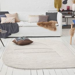Wecon Home Teppich &raquo;Dodo&laquo; rechteckig 10 mm H&ouml;he Wollteppich, asymmetrisch, hochwertig, handgetuftet, robust, modern beige Schurwolle B : 140cm 1 Stk.,