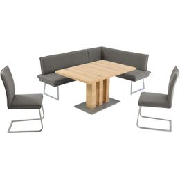K+w Komfort & Wohnen K+W Komfort & Wohnen Essgruppe &raquo;Santos III&laquo; 4 Stk. tlg. gepolsterte Eckbank und St&uuml;hle, langer Schenkel rechts oder links braun B/H/T: 205cm x 86cm x 