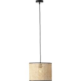 Brilliant Pendelleuchte &raquo;WILEY&laquo; E27 1 Stk. 174 cm H&ouml;he, &Oslash; 30 cm, E27, k&uuml;rzbar, Rattan/Metall, holz hell/schwarz beige 1, 1 Stk.