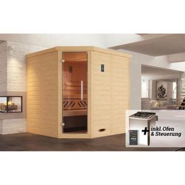 Weka Sauna &raquo;Kemi&laquo; Set, 7,5 kW Bio-Ofen mit digitaler Steuerung beige Bio-Ofen, externe Steuerung, 7,5 kW